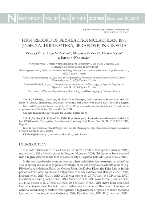 (PDF) First record of Beraea dira McLachlan 1875 (Insecta, Trichoptera ...