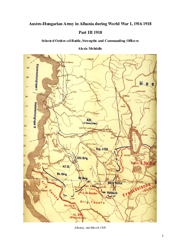 (PDF) Austro-Hungarian Army in Albania during World War I, 1916-1918 ...