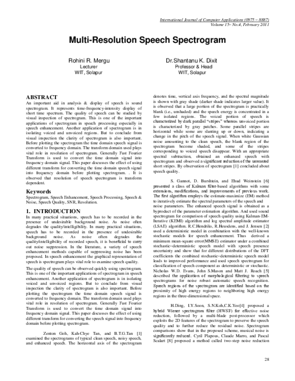 (PDF) Multi-Resolution Speech Spectrogram