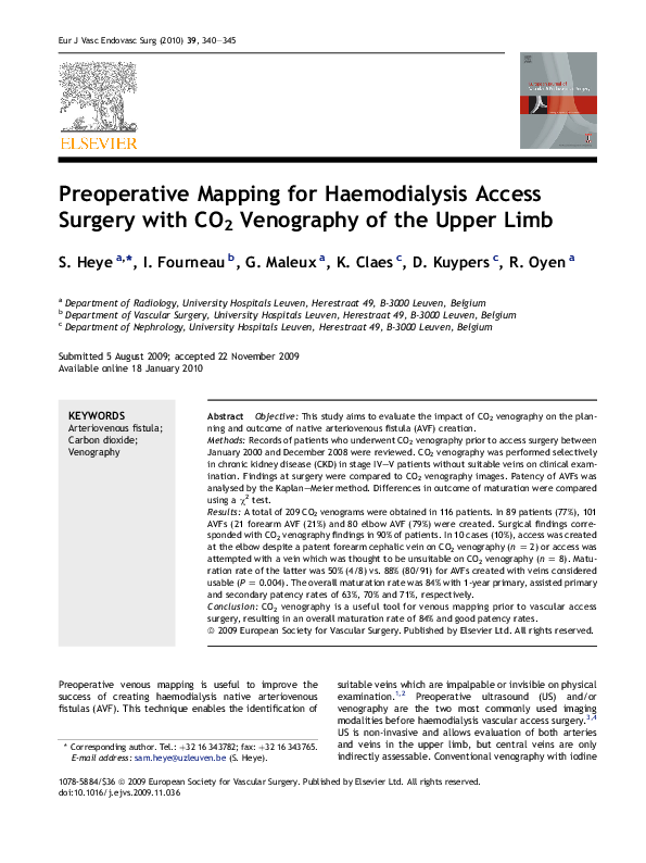 (PDF) Preoperative Mapping for Haemodialysis Access Surgery with CO2 ...