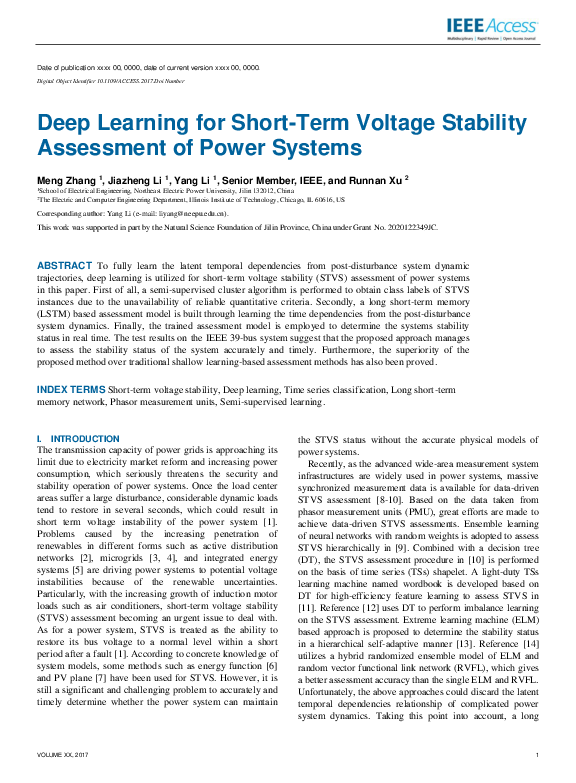 (PDF) Deep Learning for Short-Term Voltage Stability Assessment of ...