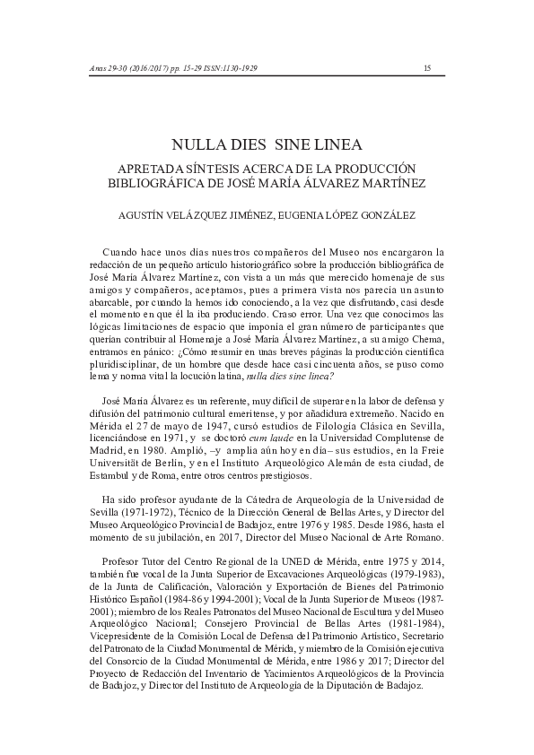 (PDF) Nulla dies sine linea. Apretada síntesis acerca de la producción ...