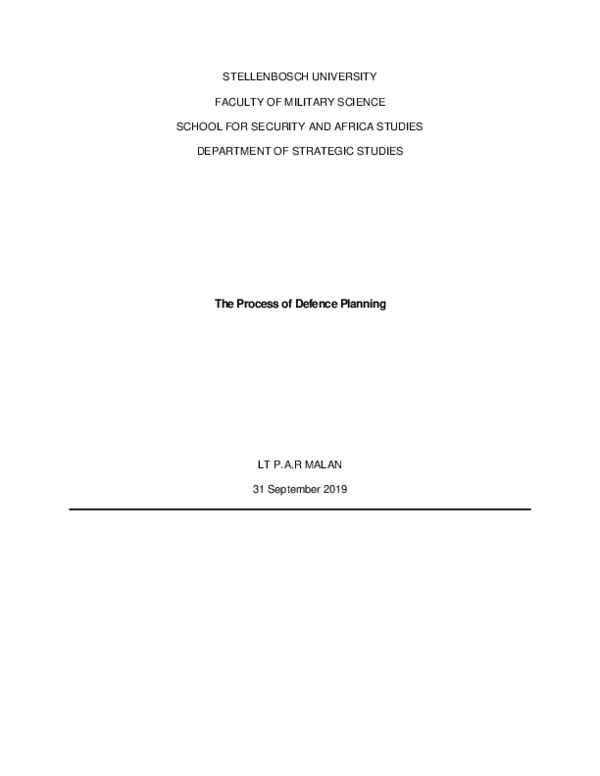 (PDF) The Process of Defence Planning
