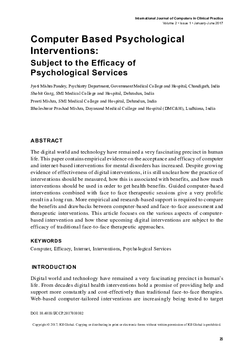 (PDF) Computer Based Psychological Interventions