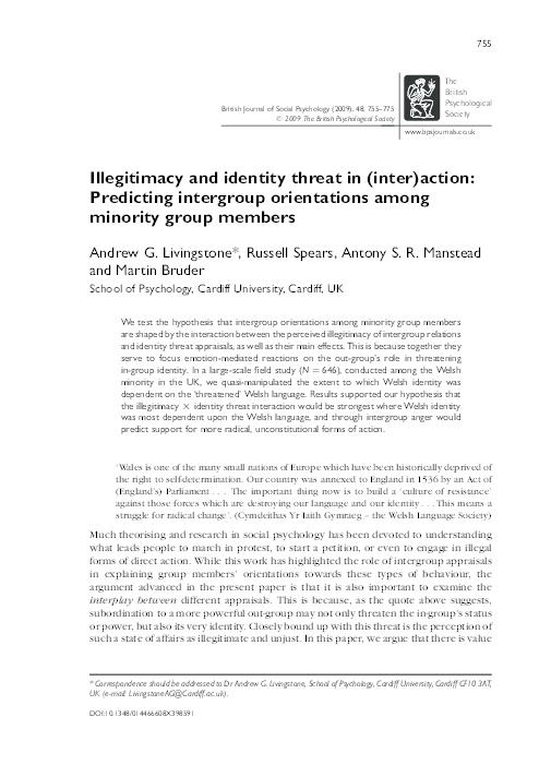 (PDF) Illegitimacy and identity threat in (inter)action: Predicting ...