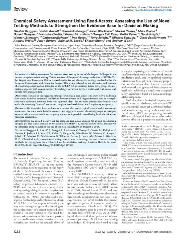 (PDF) Chemical Safety Assessment Using Read-Across: Assessing the Use ...