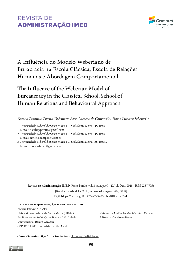(PDF) A Influência do Modelo Weberiano de Burocracia na Escola Clássica ...