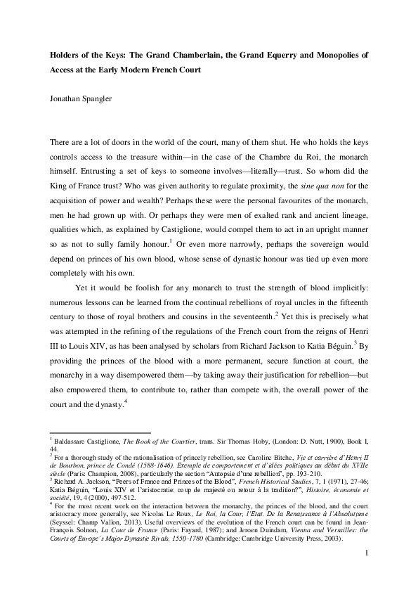 (PDF) Holders of the Keys: The Grand Chamberlain the Grand Equerry and ...