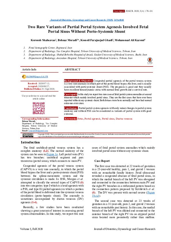 (PDF) Two Rare Variants of Partial Portal System Agenesis Involved ...