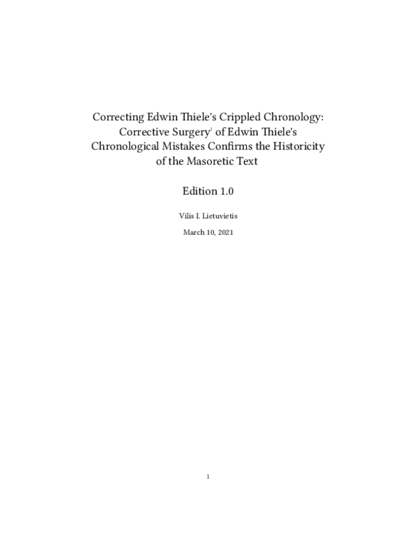 (PDF) Correcting Edwin Thiele's Crippled Chronology: Corrective Surgery ...