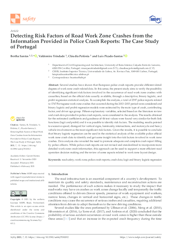 (PDF) Detecting Risk Factors of Road Work Zone Crashes from the ...