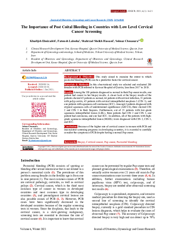 (PDF) The Importance of Post Coital Bleeding in Countries with Low ...