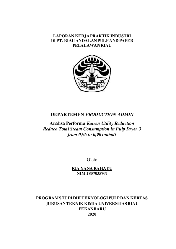 (PDF) LAPORAN KP PT.RAPP Analisa Performa Kaizen Utility Reduction ...