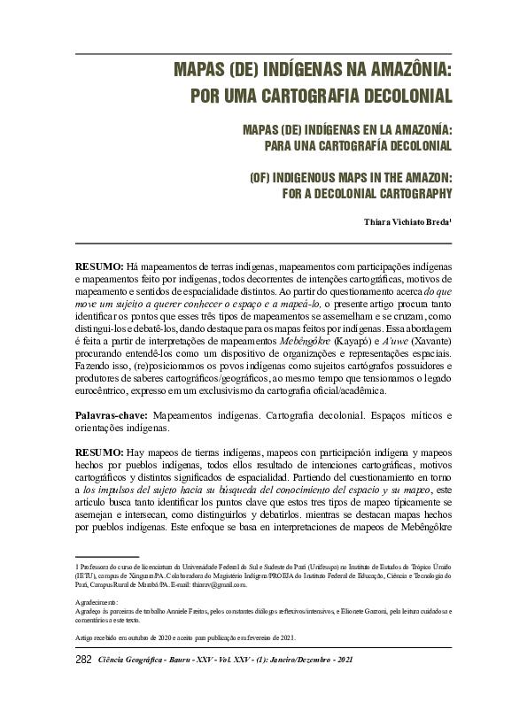 (PDF) Mapas (de) indígenas na Amazônia: por uma cartografia decolonial