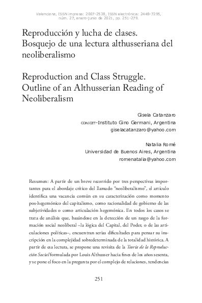 (PDF) Reproducción y lucha de clases. Bosquejo de una lectura ...