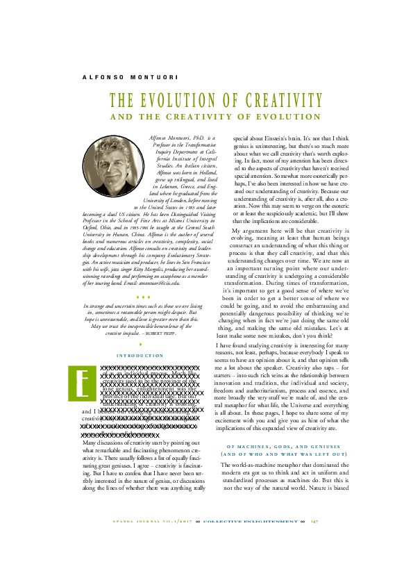 (PDF) The evolution of creativity and the creativity of evolution