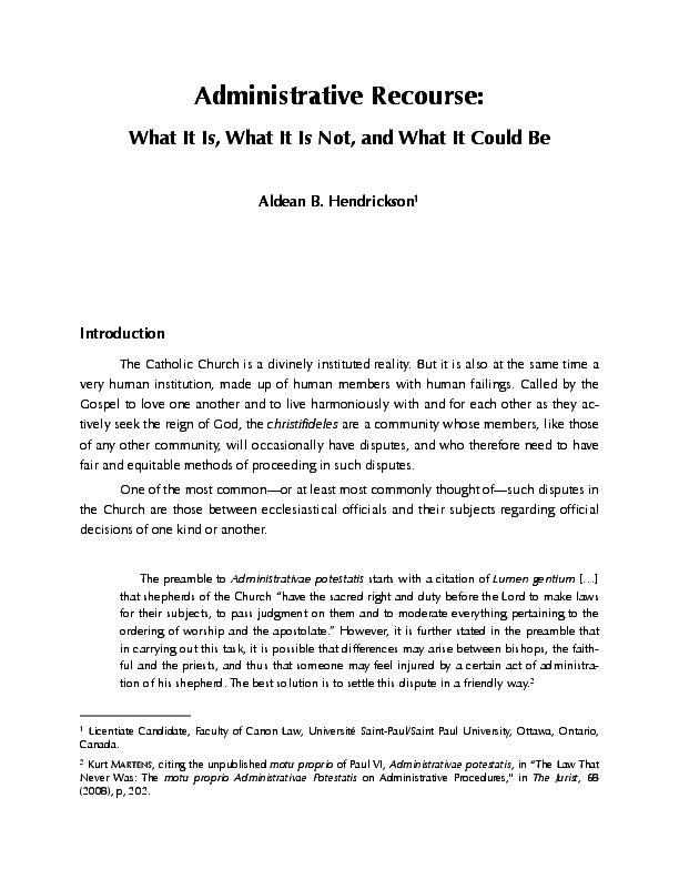 (PDF) Administrative Recourse: What It Is, What It Is Not, and What It ...