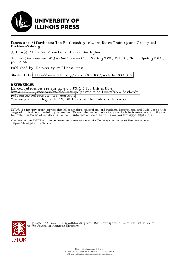(PDF) Dances and Affordances: The Relationship between Dance Training ...