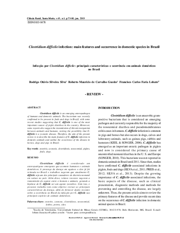 (PDF) Clostridium difficile infection: Main features and occurrence in ...