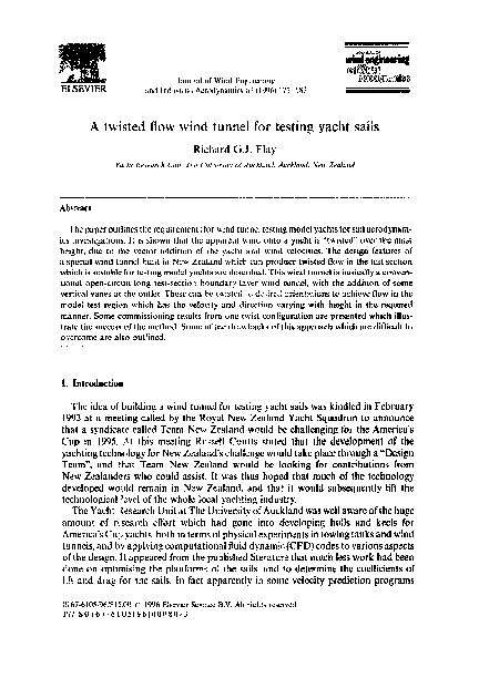 (PDF) A twisted flow wind tunnel for testing yacht sails