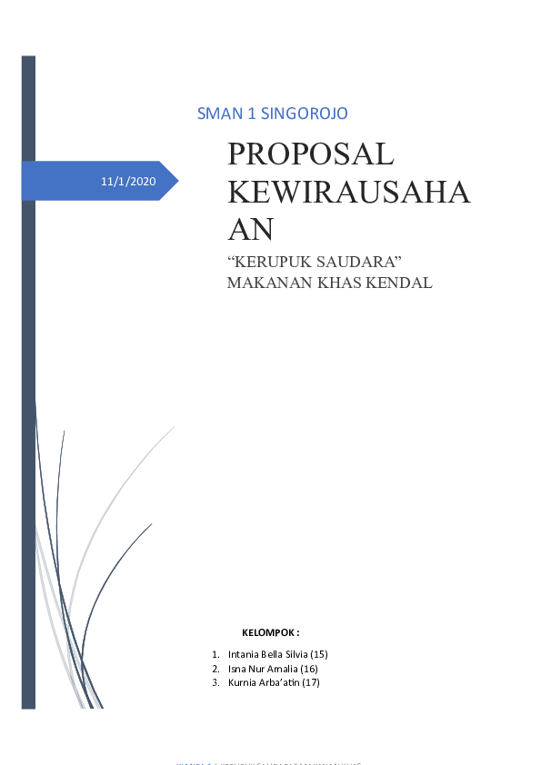 (DOC) PROPOSAL PKWU Kewirausahaan Makanan Khas Lokal (Analisis SWOT)