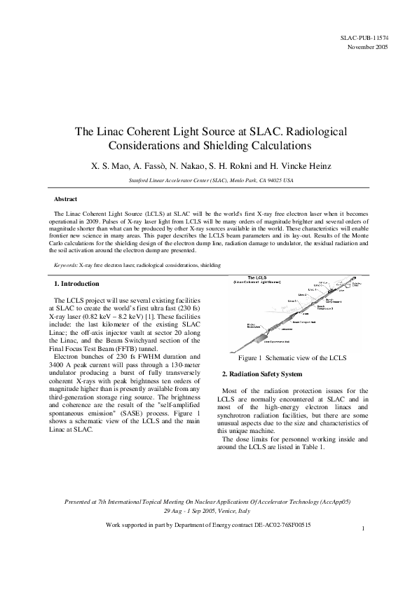 (PDF) The Linac coherent light source at SLAC. Radiological ...