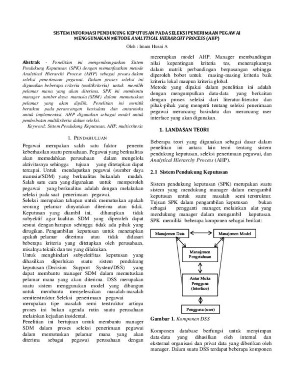 (PDF) Sistem Informasi Pendukung Keputusan Pada Seleksi Penerimaan ...