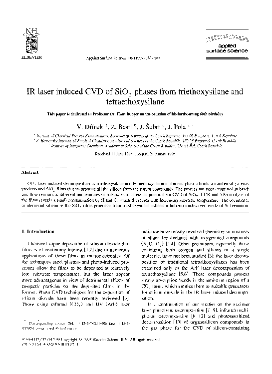(PDF) IR laser induced CVD of SiO2 phases from triethoxysilane and ...