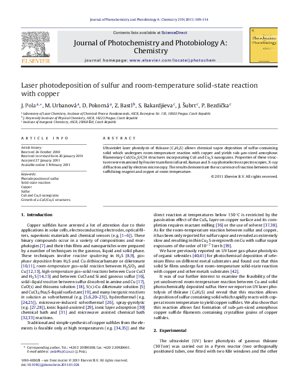(PDF) Laser photodeposition of sulfur and room-temperature solid-state ...
