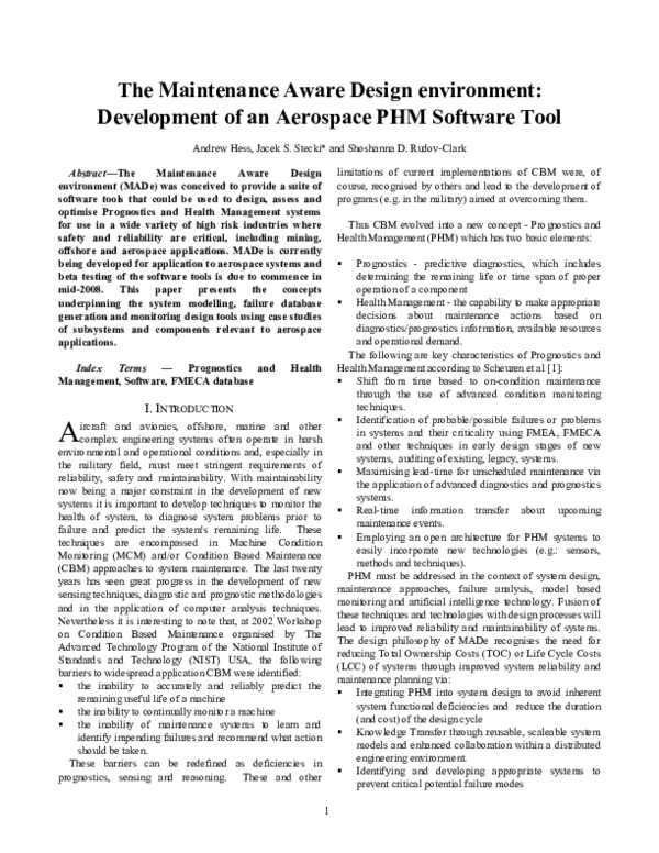 (PDF) The Maintenance Aware Design environment: Development of an ...