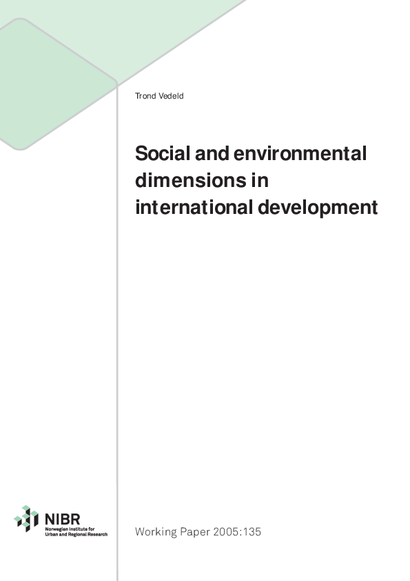 (PDF) Social and environmental dimensions in international development