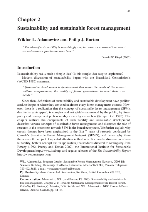 (PDF) Sustainability and sustainable forest management