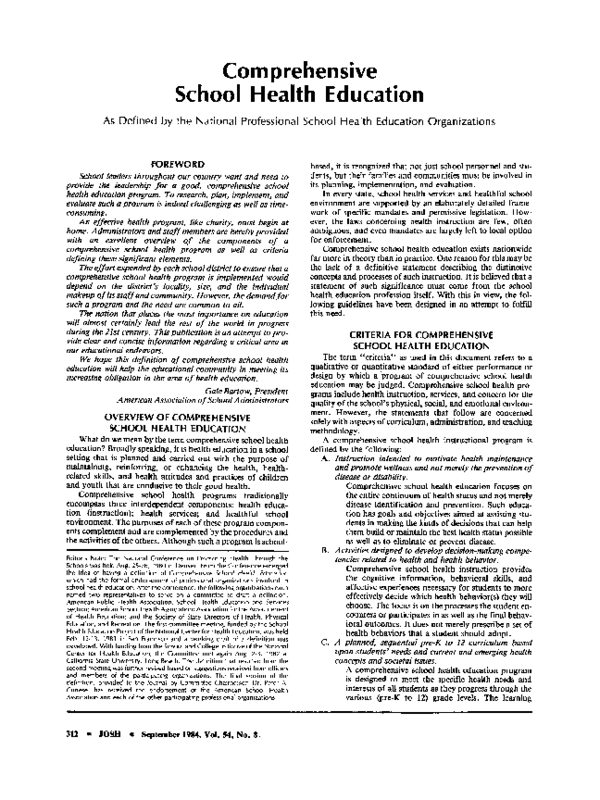 (PDF) Comprehensive School Health Education