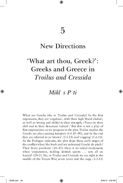 (PDF) 'What art thou, Greek?': Greeks and Greece in Troilus and Cressida