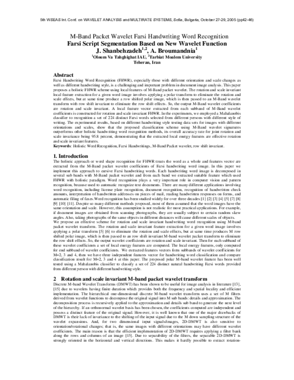 (PDF) M-Band Packet Wavelet Farsi Handwriting Word Recognition Farsi Script Segmentation Based ...