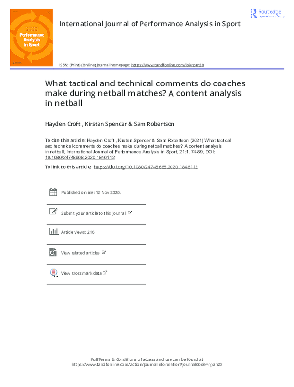 (PDF) What tactical and technical comments do coaches make during ...
