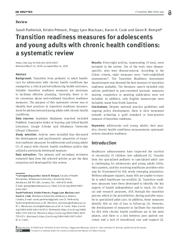 (PDF) A systematic review of the psychometric properties of transition ...