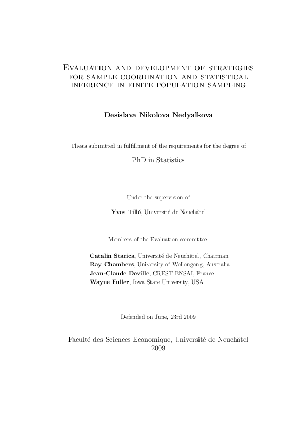 (PDF) Evaluation and development of strategies for sample coordination and statistical inference ...