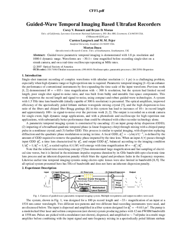 (PDF) Guided-Wave Temporal Imaging Based Ultrafast Recorders