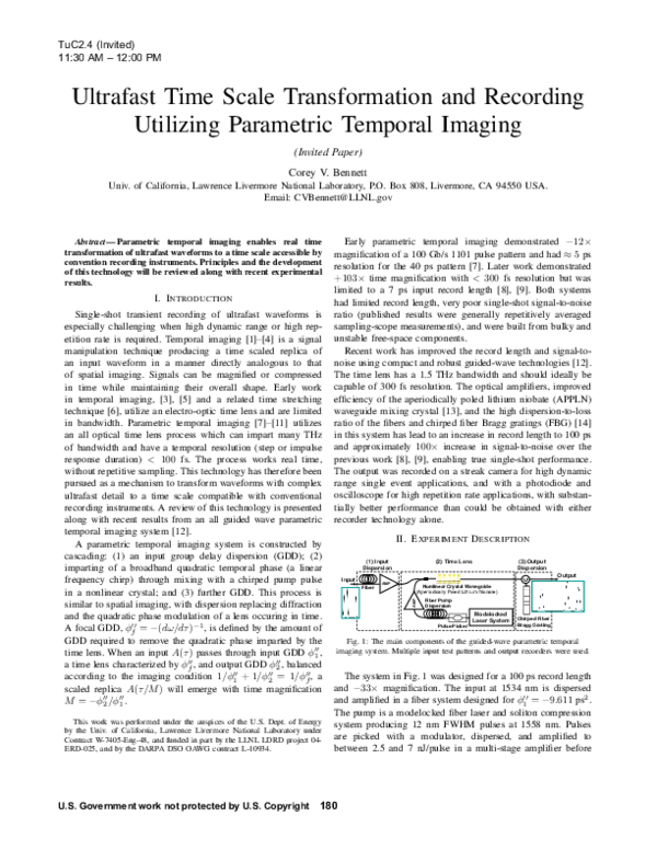 (PDF) Ultrafast Time Scale Transformation and Recording Utilizing ...