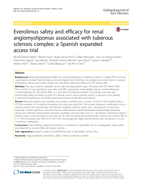 (PDF) Everolimus safety and efficacy for renal angiomyolipomas ...