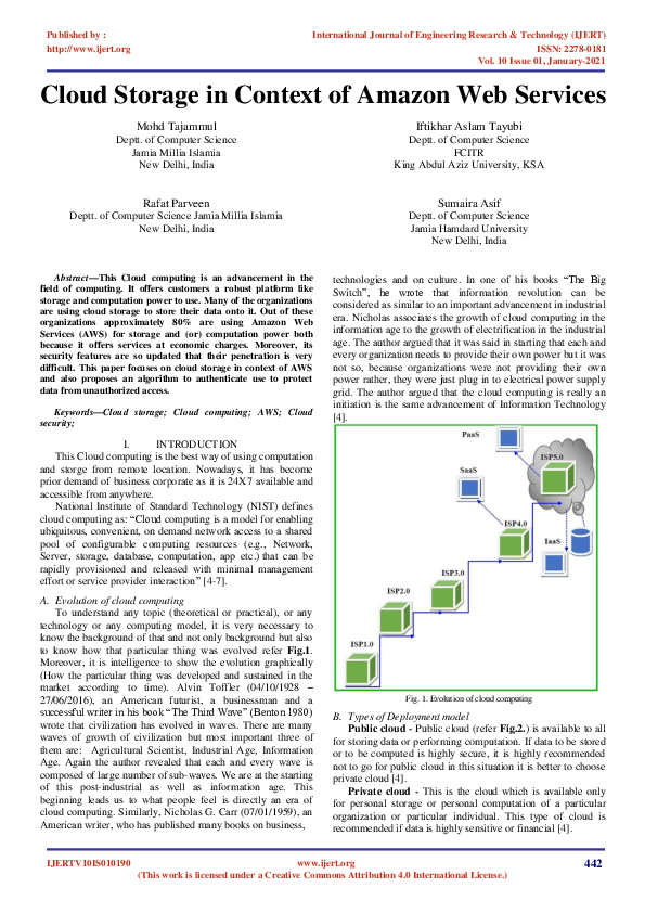 (PDF) IJERT-Cloud Storage in Context of Amazon Web Services | IJERT Journal - Academia.edu