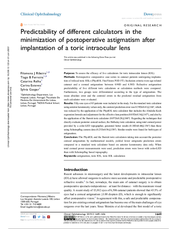 (DOC) The Barrett Toric Calculator | jai gopal agrawal - Academia.edu