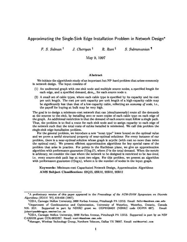 (PDF) Buy-at-bulk network design: Approximating the single-sink edge installation problem ...