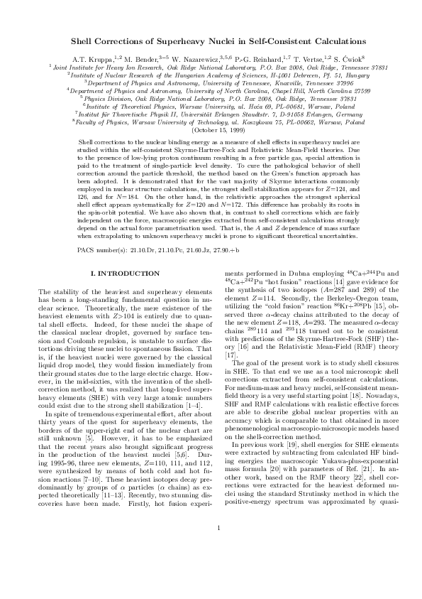 (PDF) Shell corrections of superheavy nuclei in self-consistent calculations