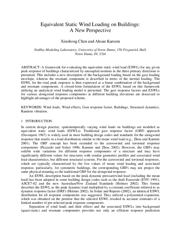 (PDF) Equivalent Static Wind Loading on Buildings: A New Perspective