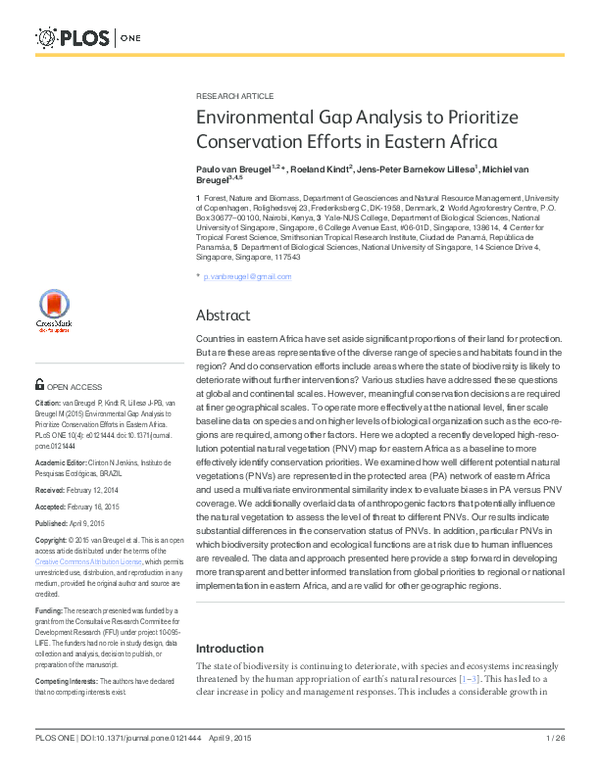 (PDF) Environmental Gap Analysis to Prioritize Conservation Efforts in ...