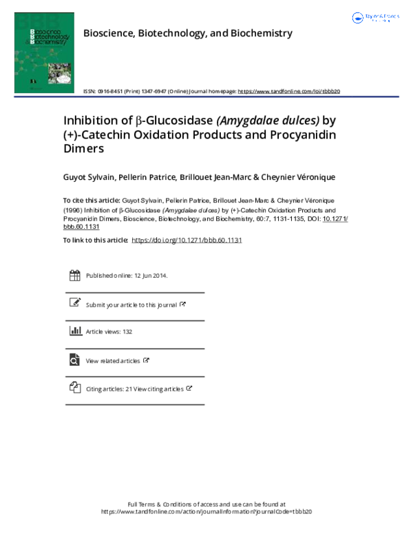 (PDF) Inhibition of .BETA.-Glucosidase (Amygdalae dulces) by ...