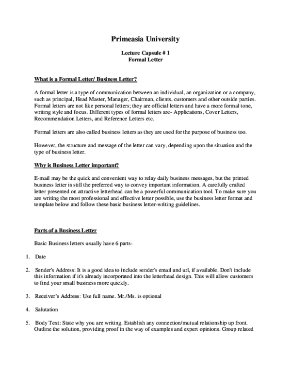 (PDF) English Lecture 1 Formal Letter