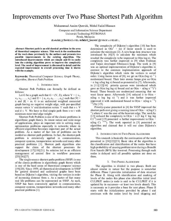 (PDF) Improvements over two phase shortest path algorithm | Muhammad ...
